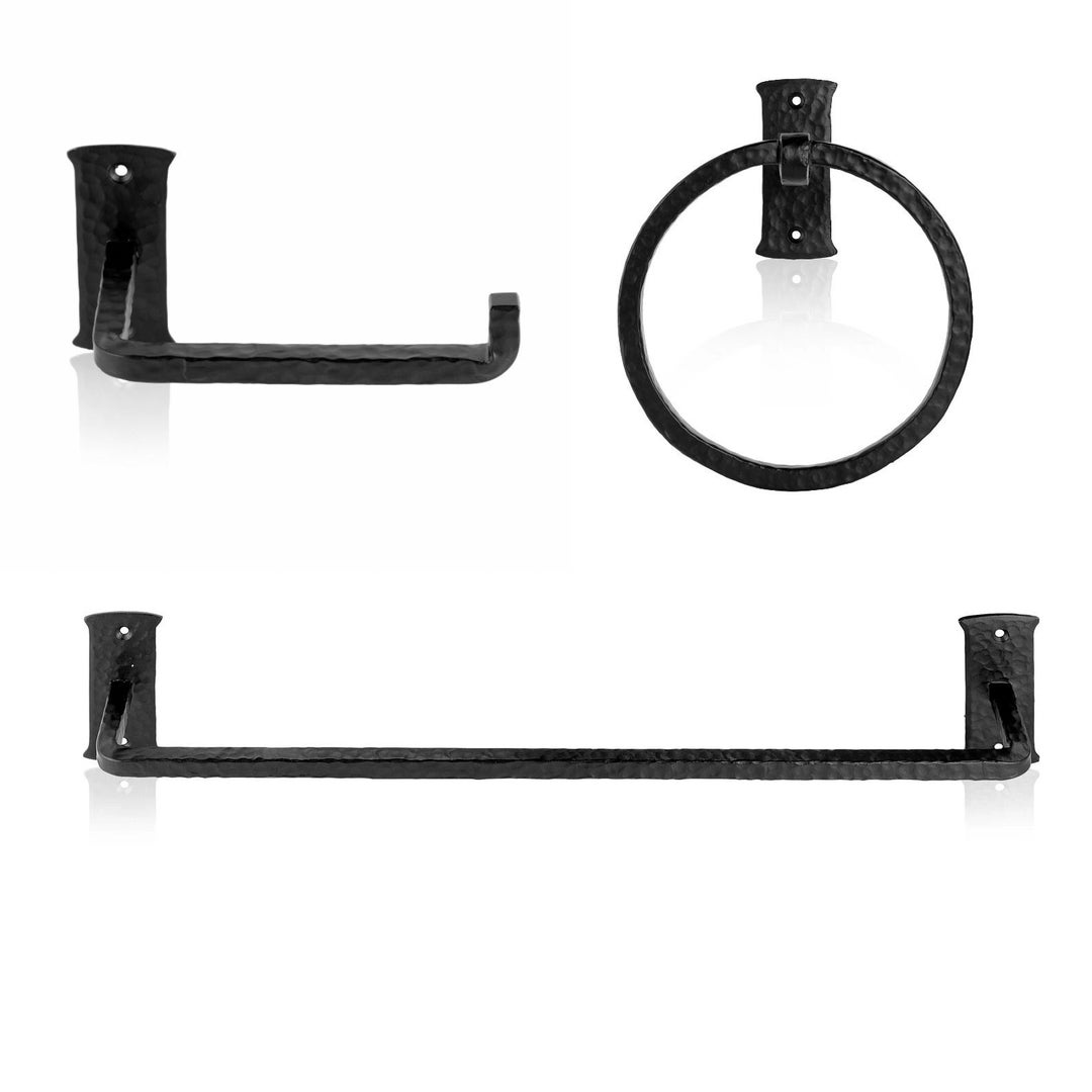 3pc Bathroom Set Blacksmith Hand Forged Towel Rail Ring - Etsy