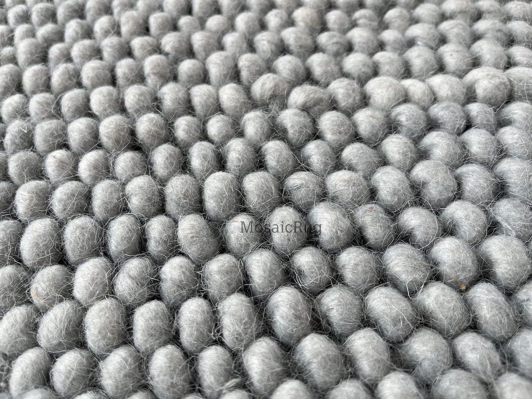 Muted Grey Handwoven Pebble Chunky Loop Wool Rug for Living Room ...
