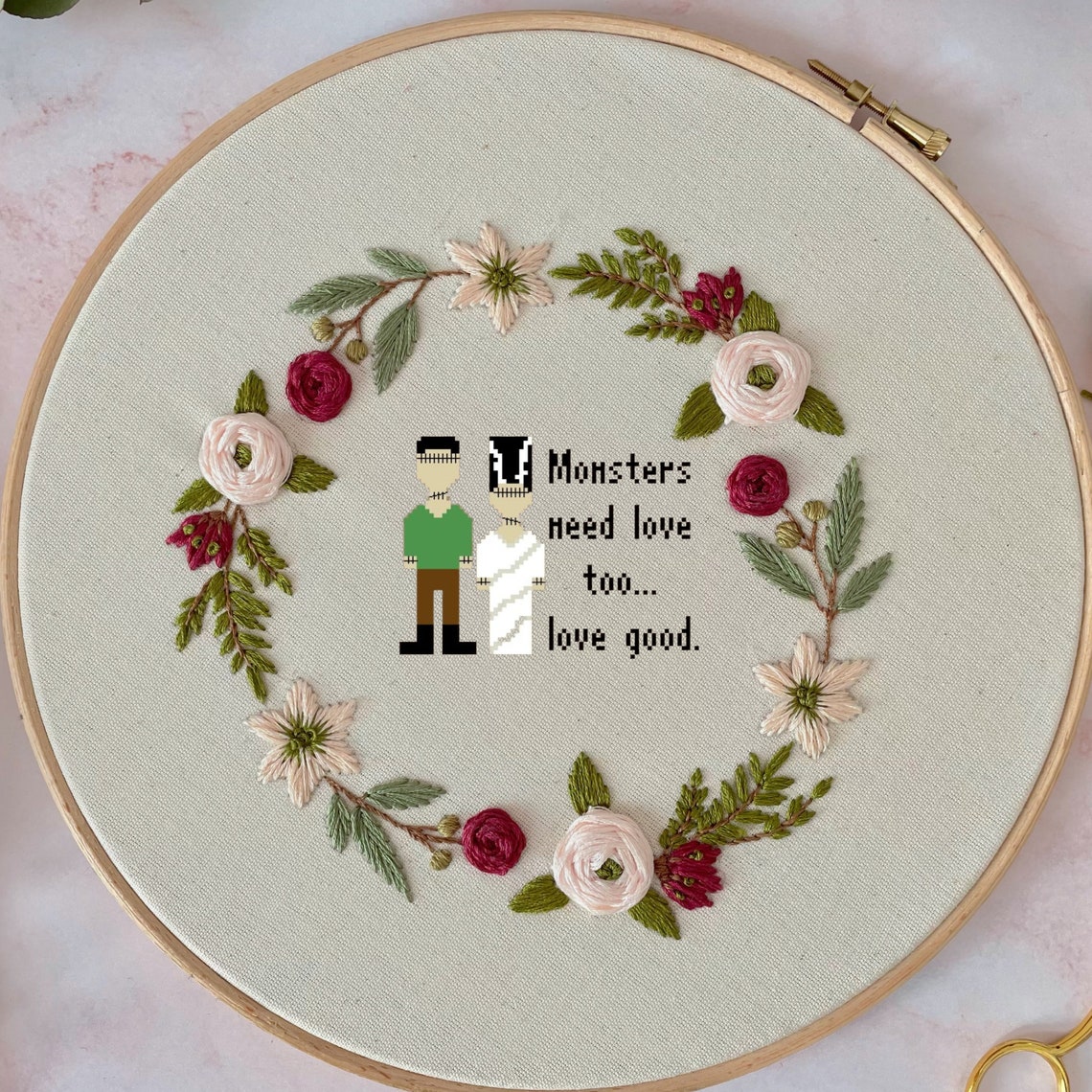 Cross Stitch Pattern PDF monsters Need Love Too Frankenstein's Monster ...