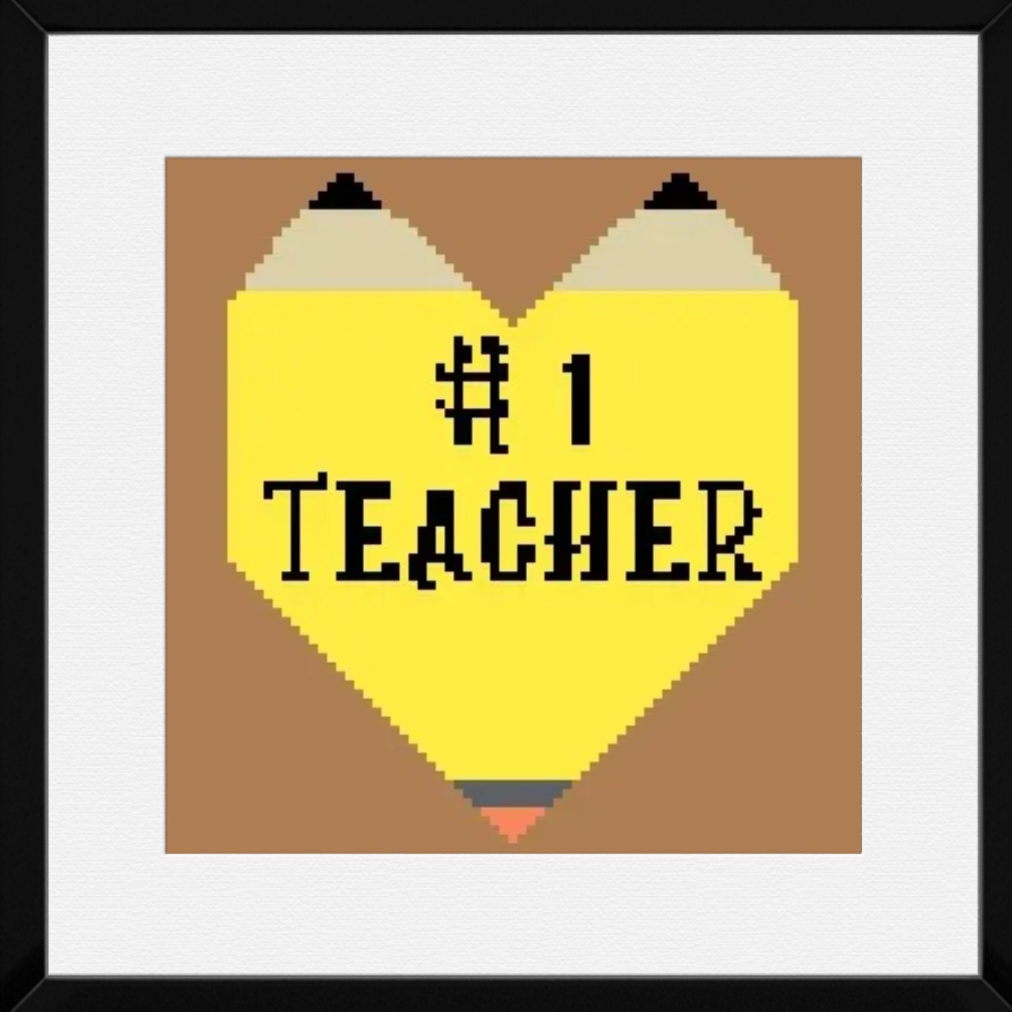 Number 1 1 Teacher Heart Cross Stitch Pattern PDF Digital Download ...