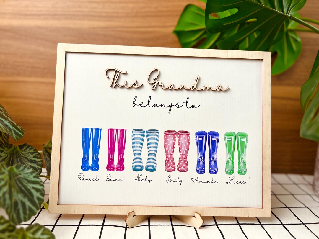 Custom Grandma Boot Sign, Personalized Grandkids Name Plaque, Gift for ...
