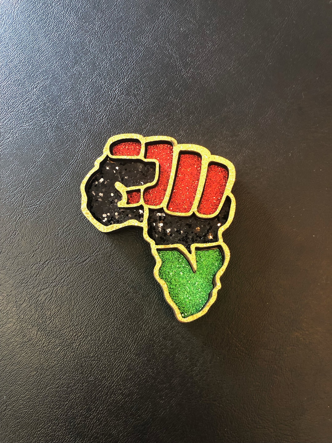 Pan African Fist - Handmade Glittered Wooden Art of Africa Continent ...