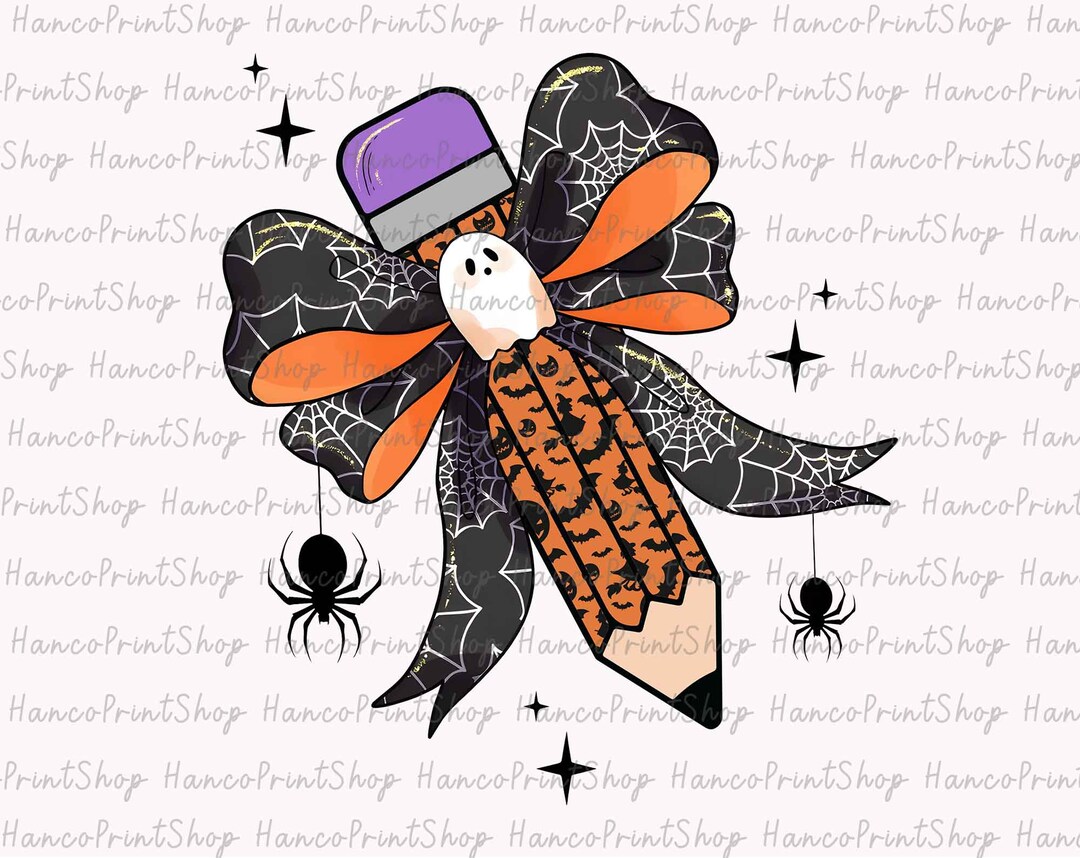 Halloween Pencil PNG, Halloween Coquette Bow Png, Halloween Back to ...