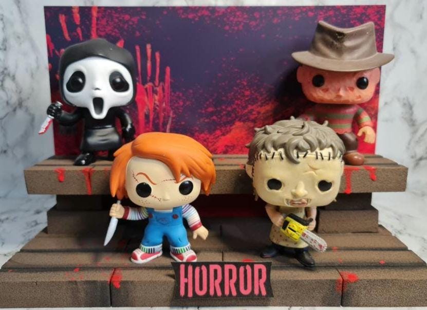 Horror Funko Pops Display Stand. to Be Used With Pop Vinyls Mystery Minis Funko Minis. Horror Themed 2 Tier Display. Decoration Ideas Geek Etsy Australia