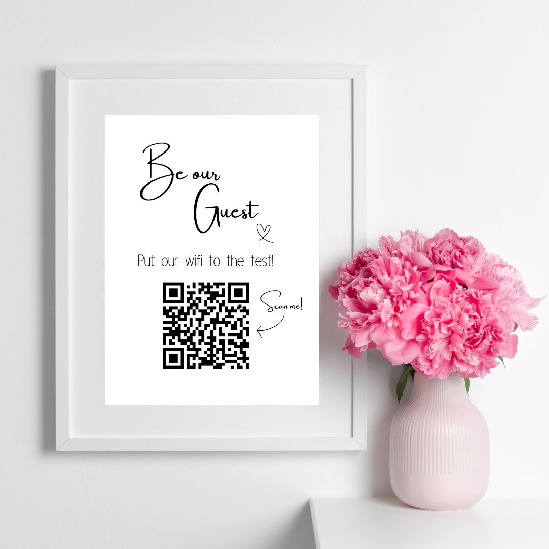 Be Our Guest | Personalised Wifi QR Code Sign | Wifi Password Print ...
