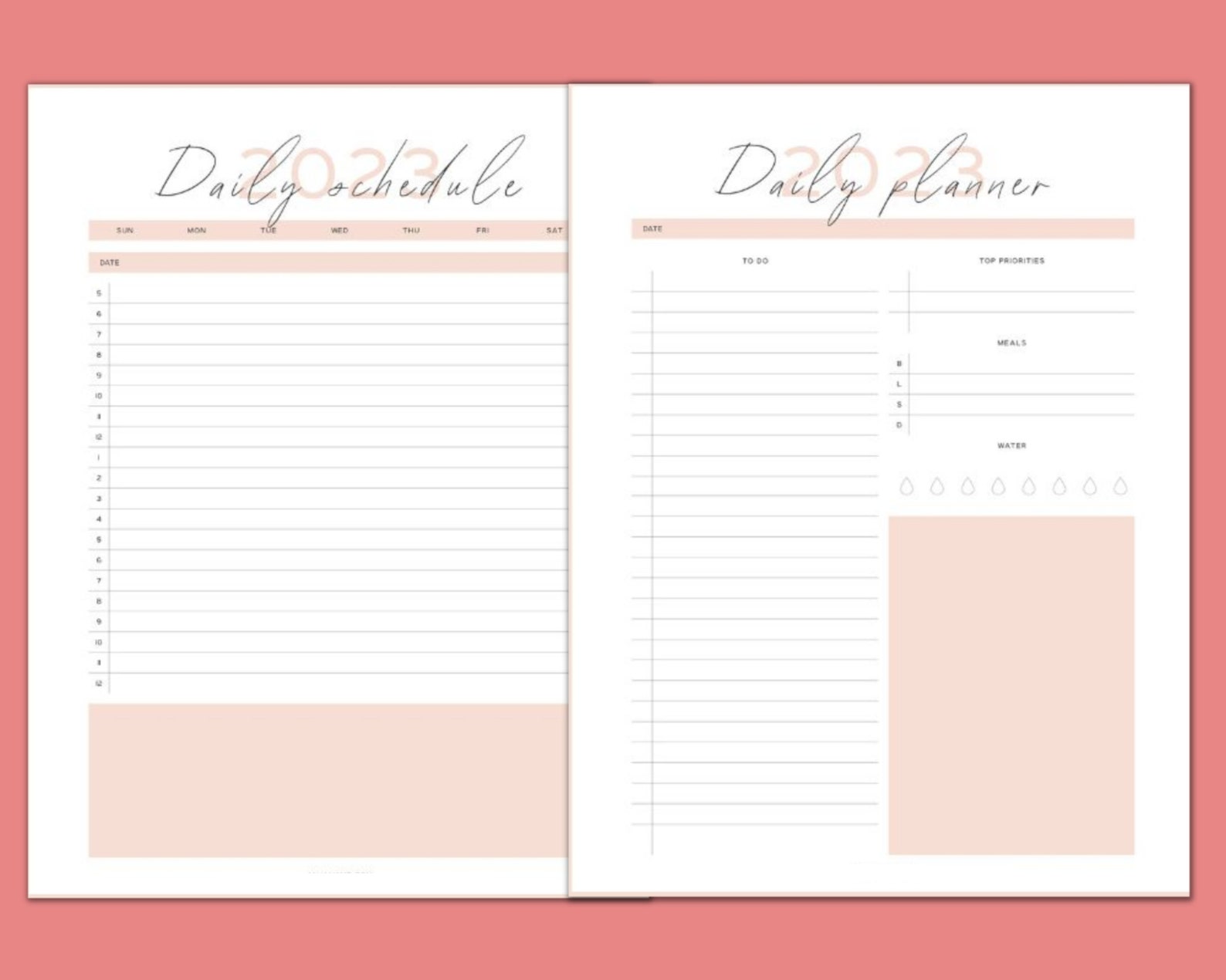 Daily, Weekly, Monthly Planner, Printable Planner 2023 To-do List Notes ...