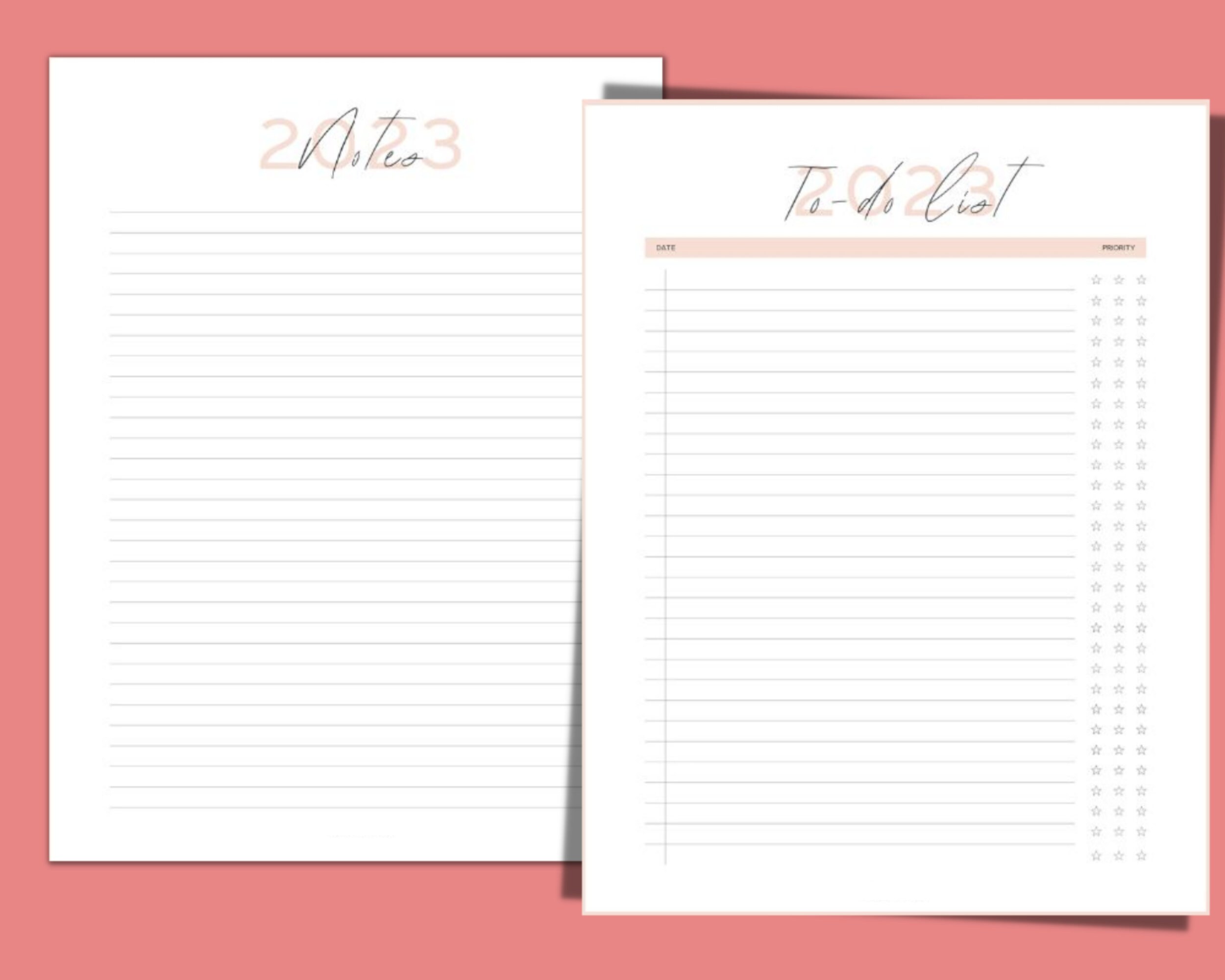 Daily, Weekly, Monthly Planner, Printable Planner 2023 To-do List Notes ...