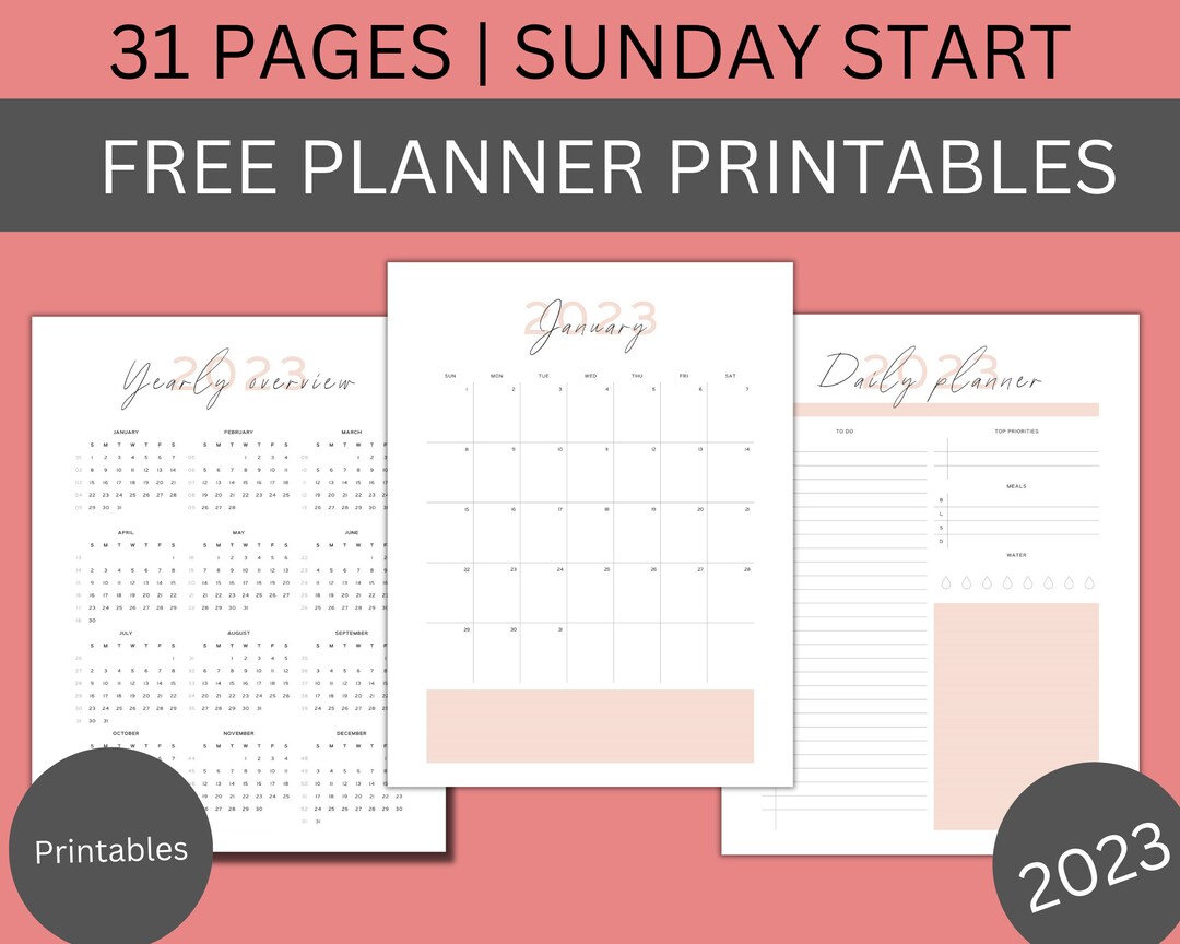 Daily, Weekly, Monthly Planner, Printable Planner 2023 To-do List Notes ...