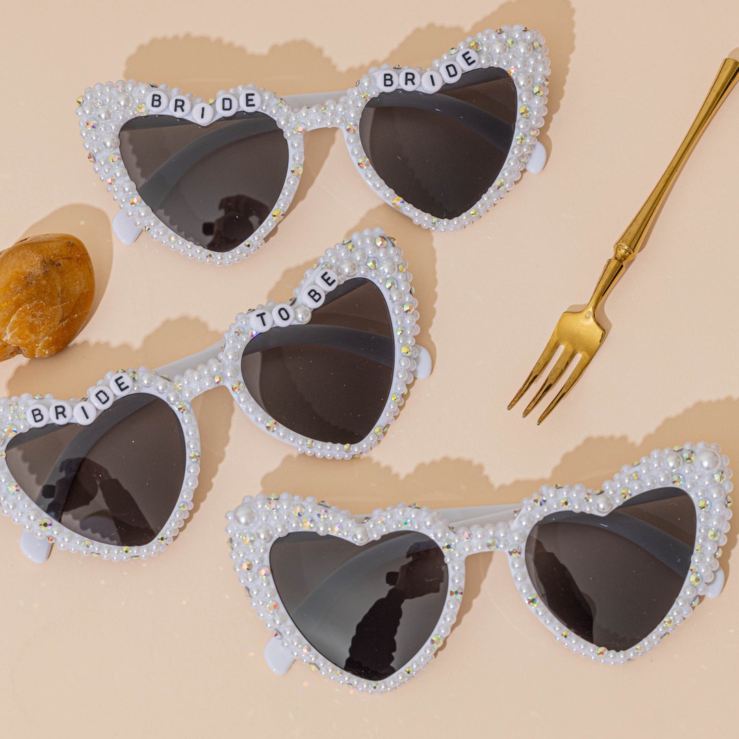 Customized Bride Heart Rhinestone Sunglasses, Bride to Be Sunglasses ...