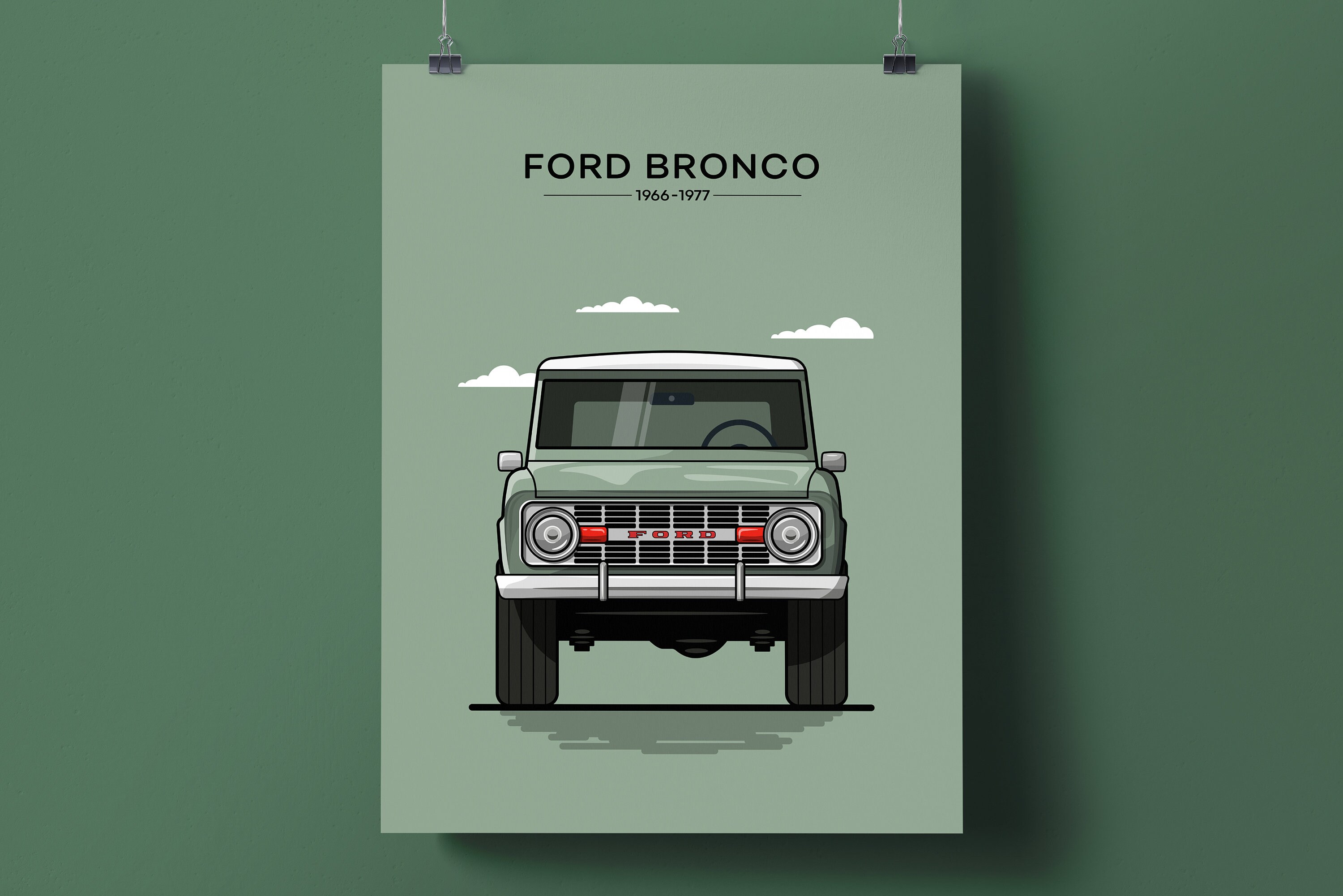Ford Bronco in Sage Green as a Poster | the Perfect Gift for Every Ford ...