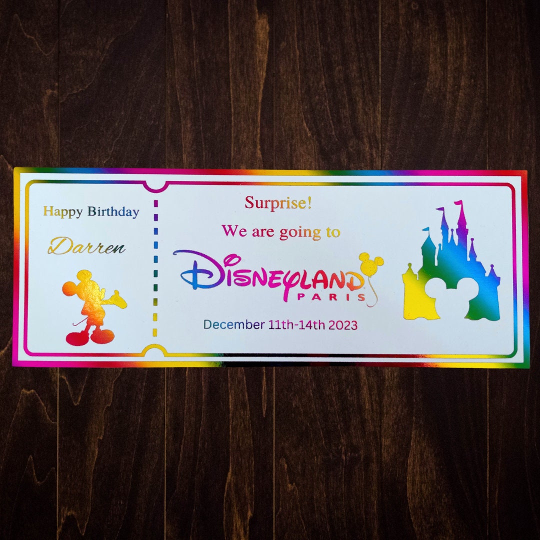 Disneyland Personalised Ticket. Personalised Voucher. Surprise Gift ...