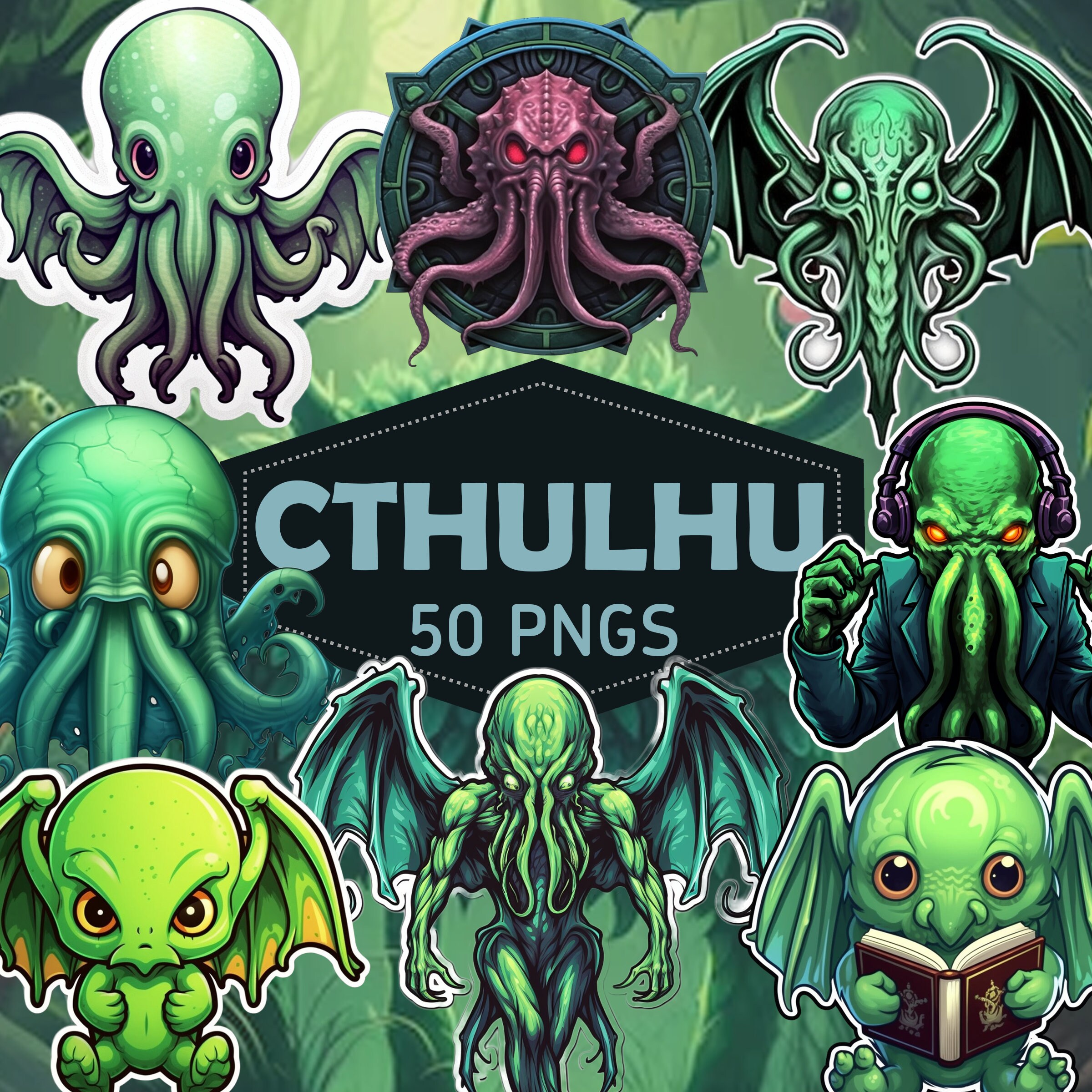 Cthulhu PNG Baby Cthulhu Clipart Fun Cryptid Sticker Decal Scary Sea ...