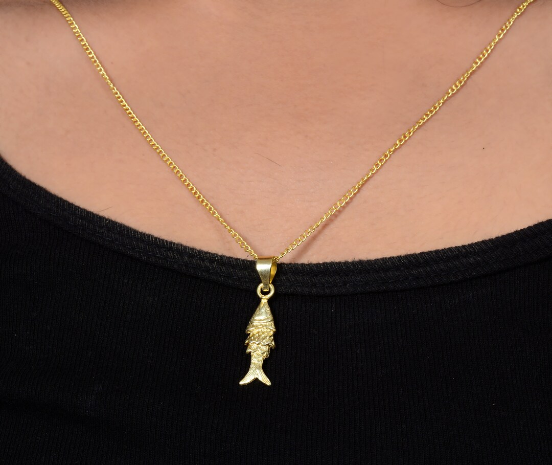 Buy Fish Pendant Gold Plated , 925 Sterling Silver Movable Fish ...