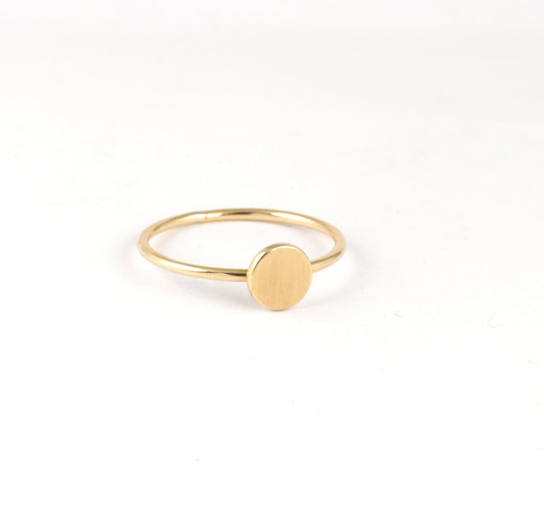 Round Circle Ring, Flat Circle Ring, Gold Disc Ring, 18k Gold Vermeil Disk Ring, Gold Stacking ...