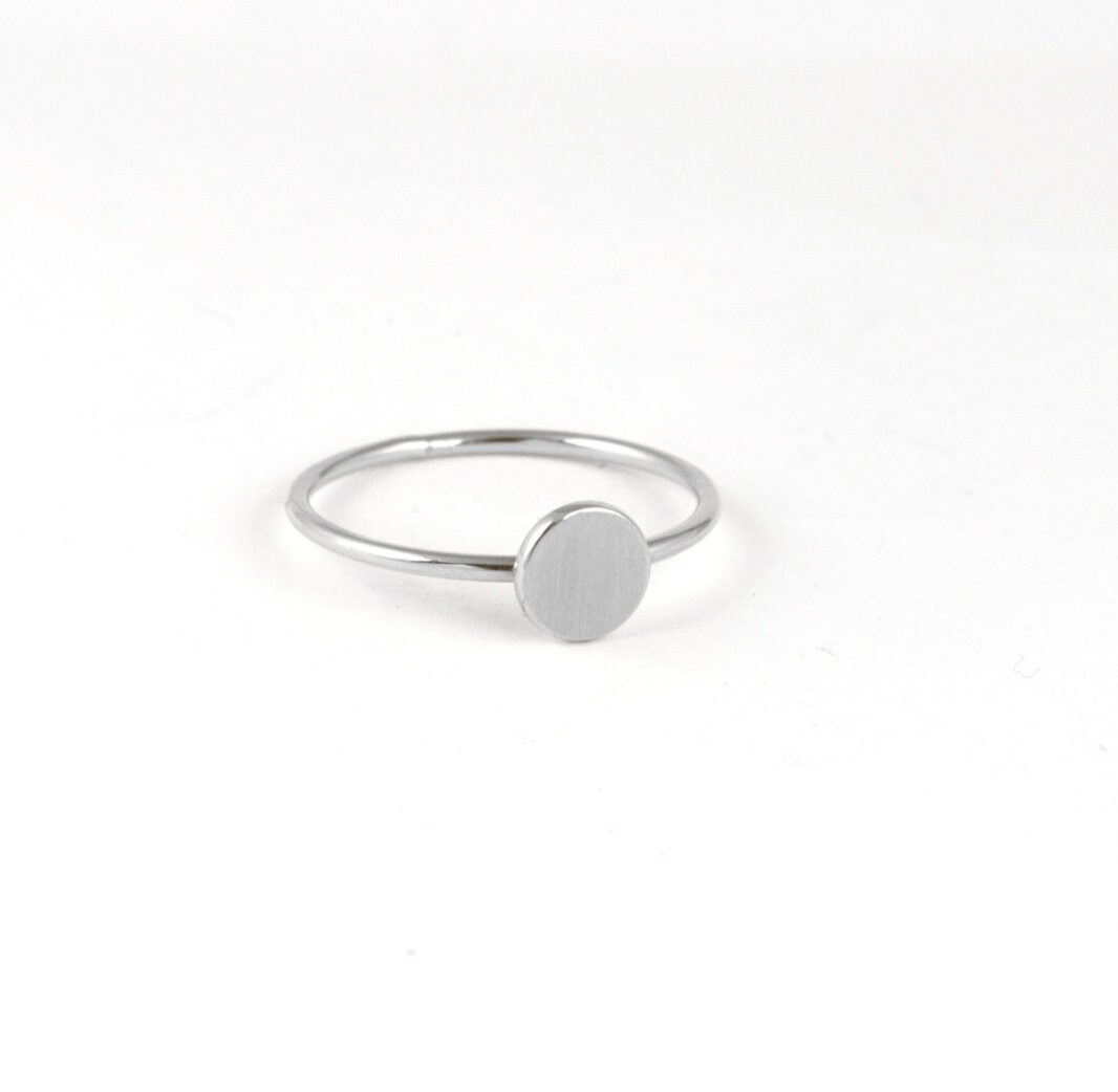 Round Circle Ring, Flat Circle Ring, Gold Disc Ring, 18k Gold Vermeil Disk Ring, Gold Stacking ...