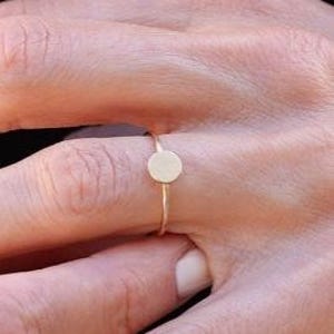 Round Circle Ring, Flat Circle Ring, Gold Disc Ring, 18k Gold Vermeil Disk Ring, Gold Stacking ...