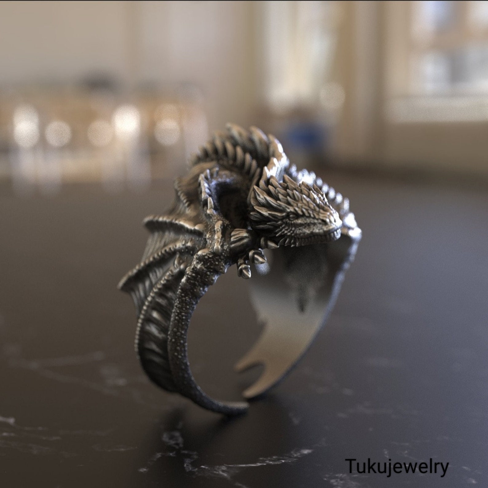 Handmade Sterling Silver 925 Flying Dragon Ring, Celtic Band - Etsy