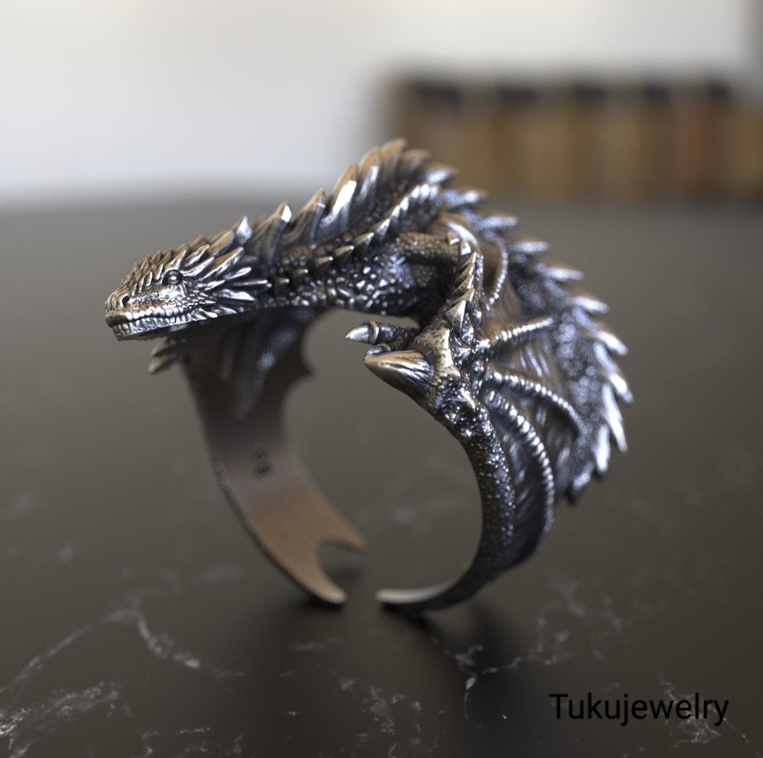 Handmade Sterling Silver 925 Flying Dragon Ring, Celtic Band - Etsy