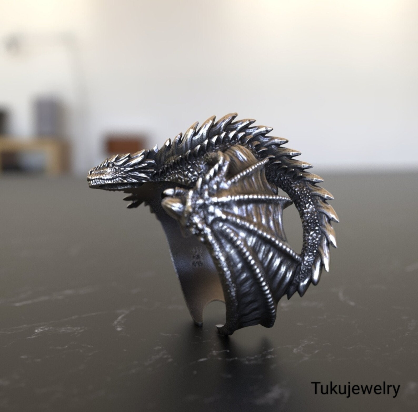 Handmade Sterling Silver 925 Flying Dragon Ring, Celtic Band - Etsy