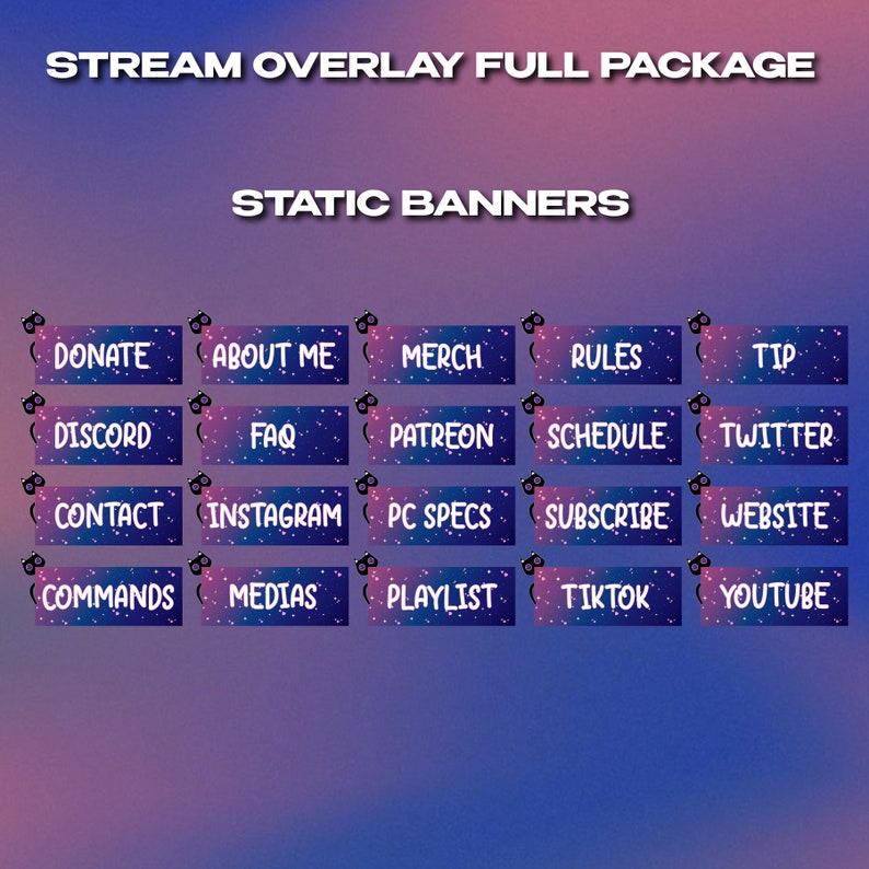 Animated Stream Overlay Package for Twitch, Aesthetic Pink and Purple ...