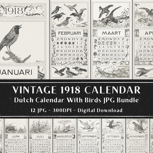 Vintage 1918 Calendar, Animal Calendar, Birds Illustrations, Calendar ...