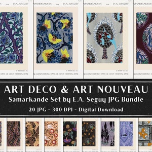 20 Art Deco Art Nouveau Image, Printable Vintage Colorful Wall Art Set ...