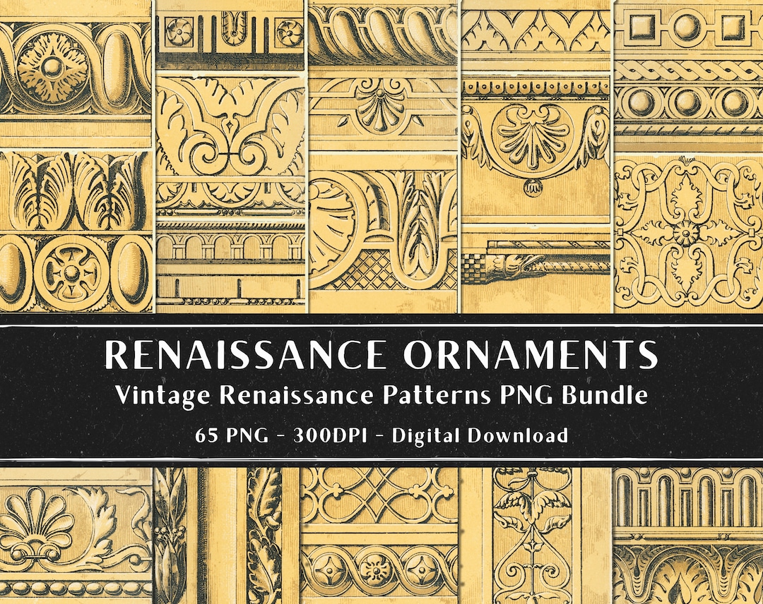 65 Renaissance Pattern PNG Bundle, Renaissance Ornaments, Vintage ...
