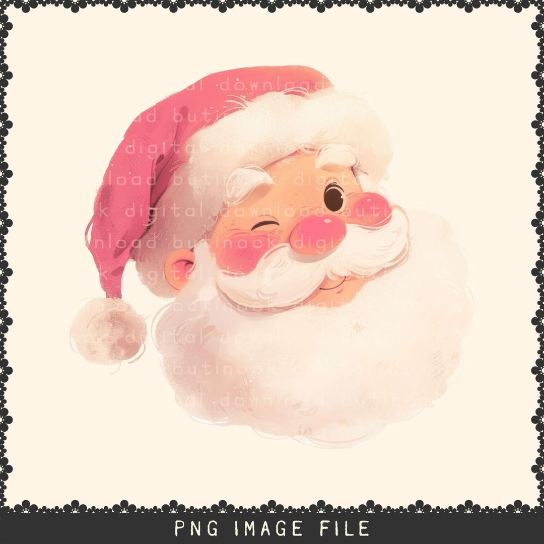 Retro Pink Santa PNG, Vintage Christmas Clipart, Cute Santa Claus ...