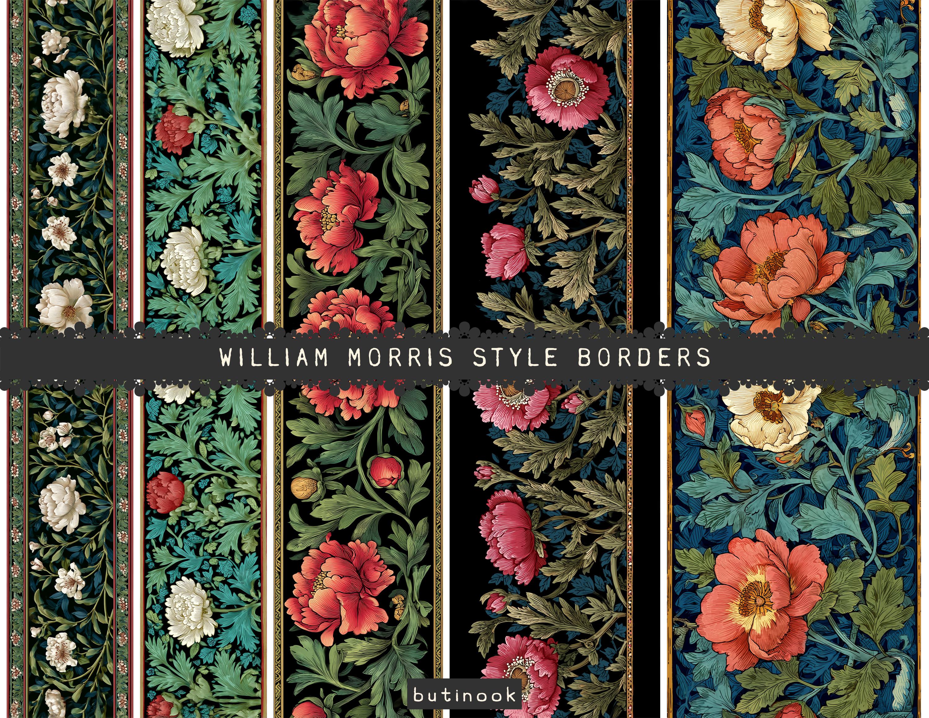William Morris Inspired Border Strips Printable – Cut and Use, 20 ...