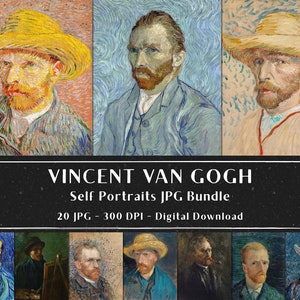20 Vincent Van Gogh Self Portrait Bundle, 20 Vintage Images, Digital ...