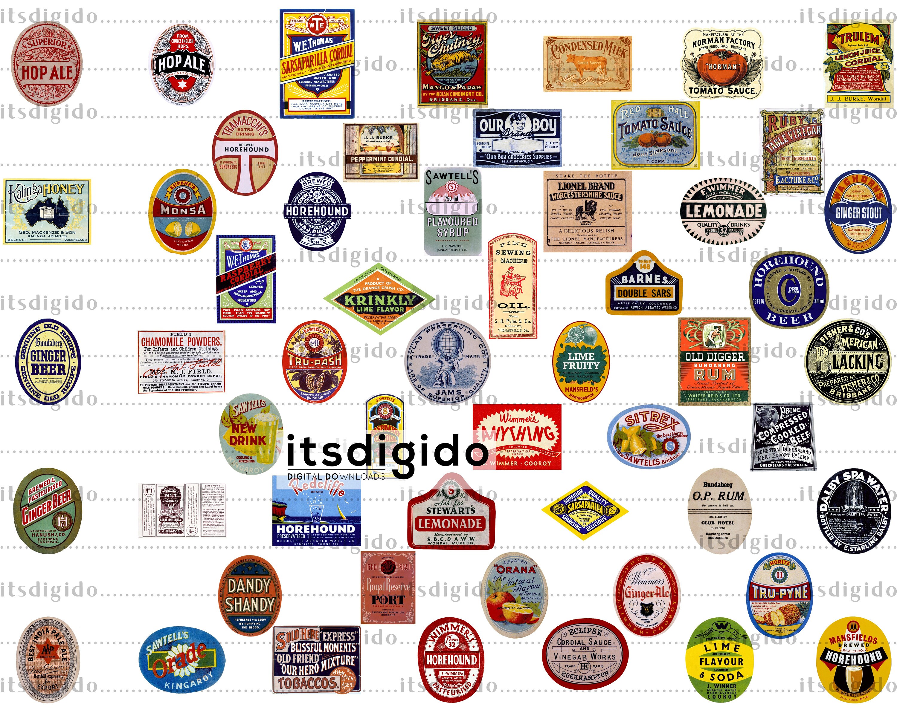55 Vintage Labels, Box Bottle Jar Labels, Junk Journals, Scrapbooking ...