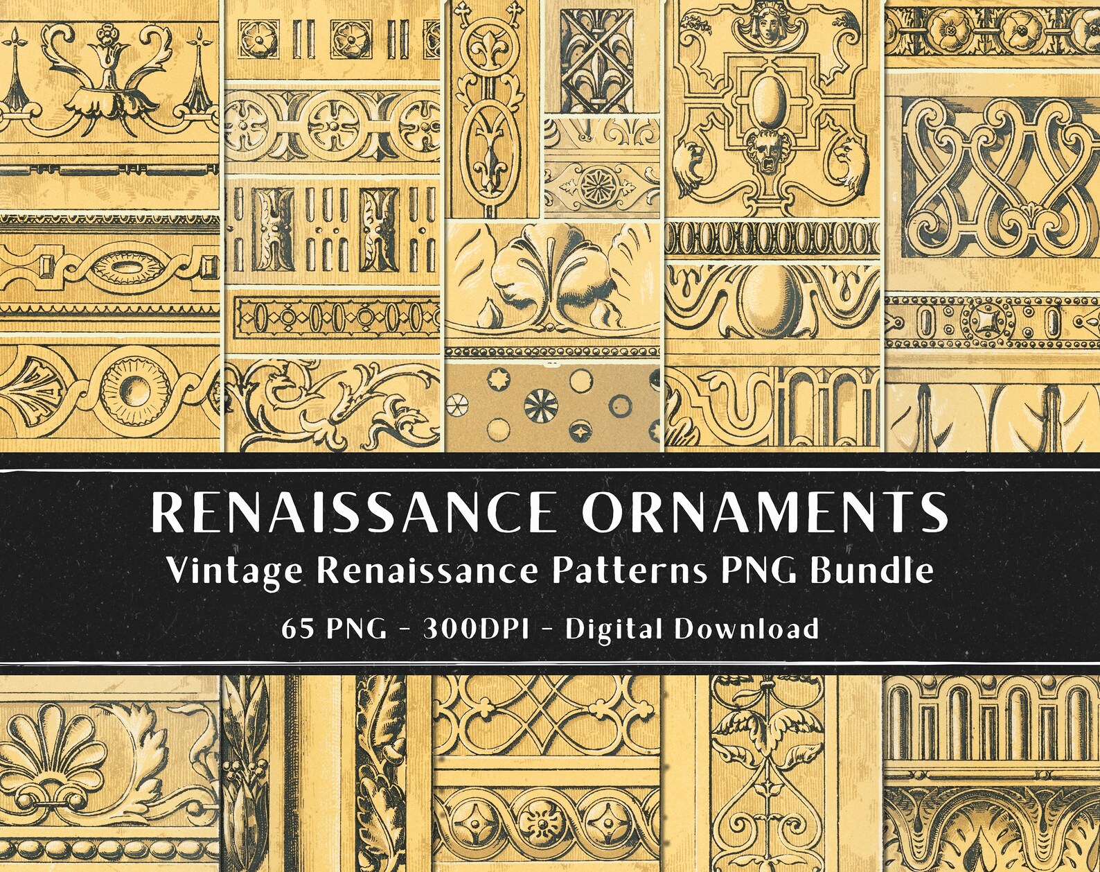 65 Renaissance Pattern PNG Bundle, Renaissance Ornaments, Vintage ...