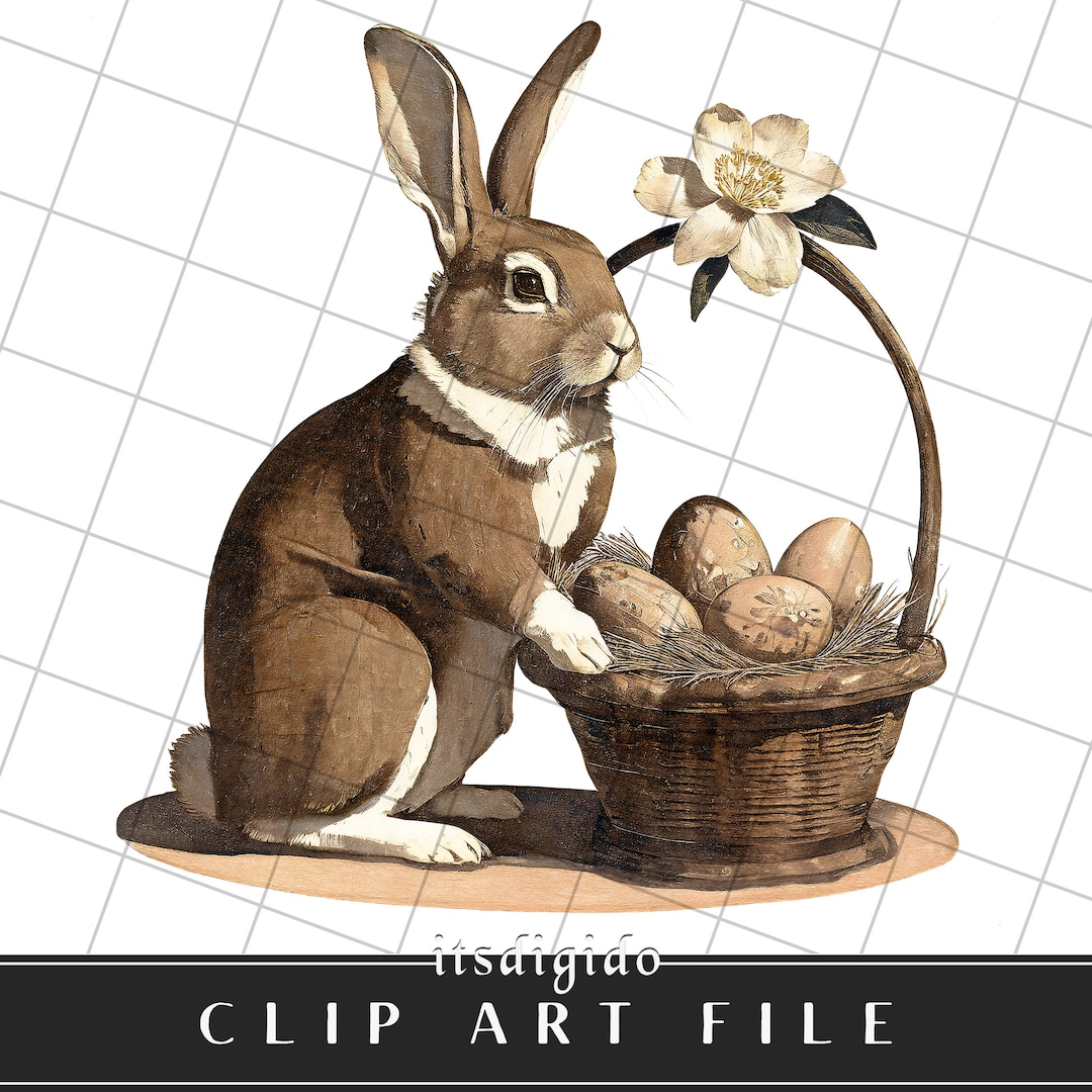 Easter Bunny PNG Clip Art, Vintage Spring Clipart, Scrapbooking ...