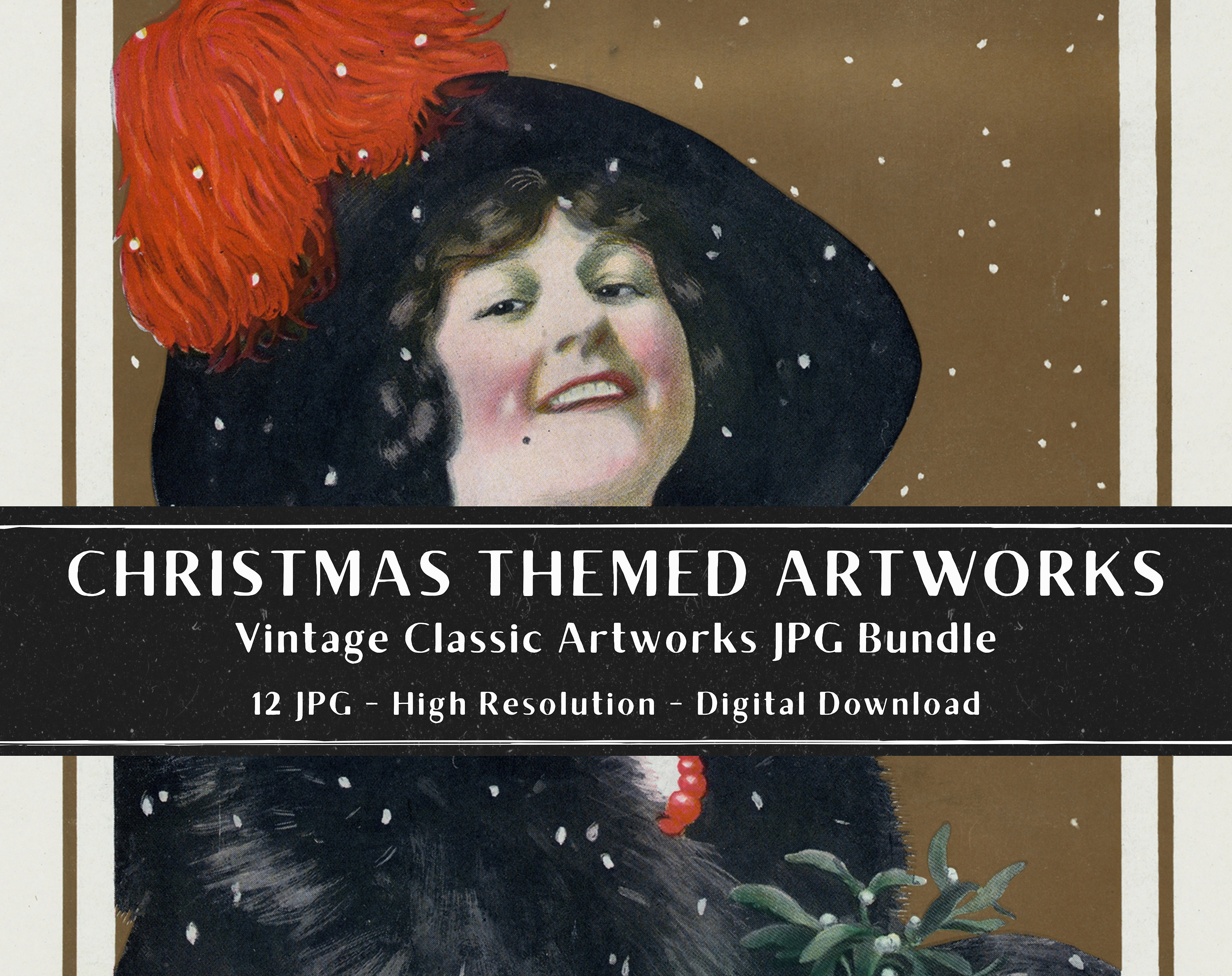 12 Christmas Themed Artworks, Printable Vintage Christmas Classics ...