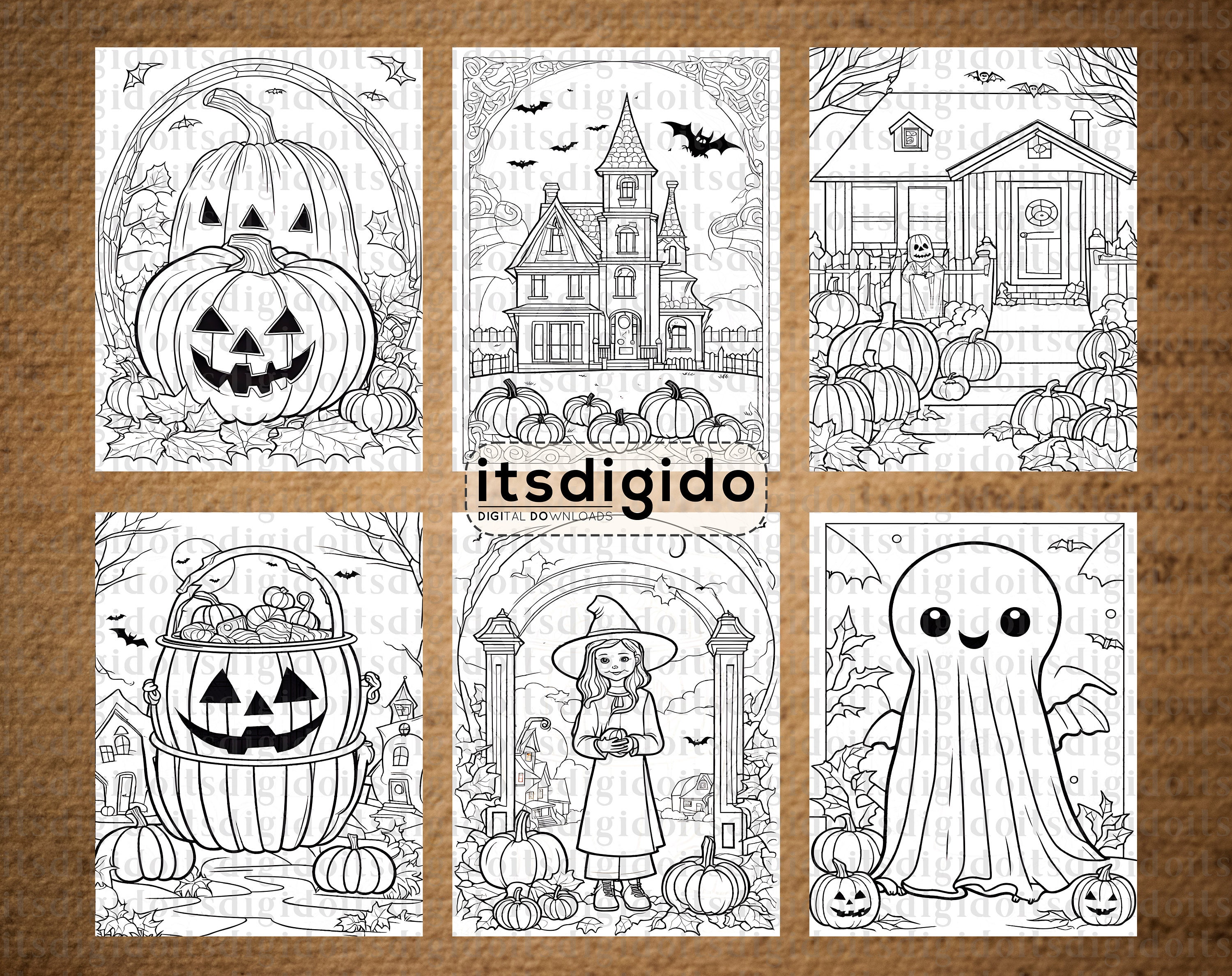 Cute Halloween Coloring Pages, Trick or Treat, Ghost, Pumpkin ...