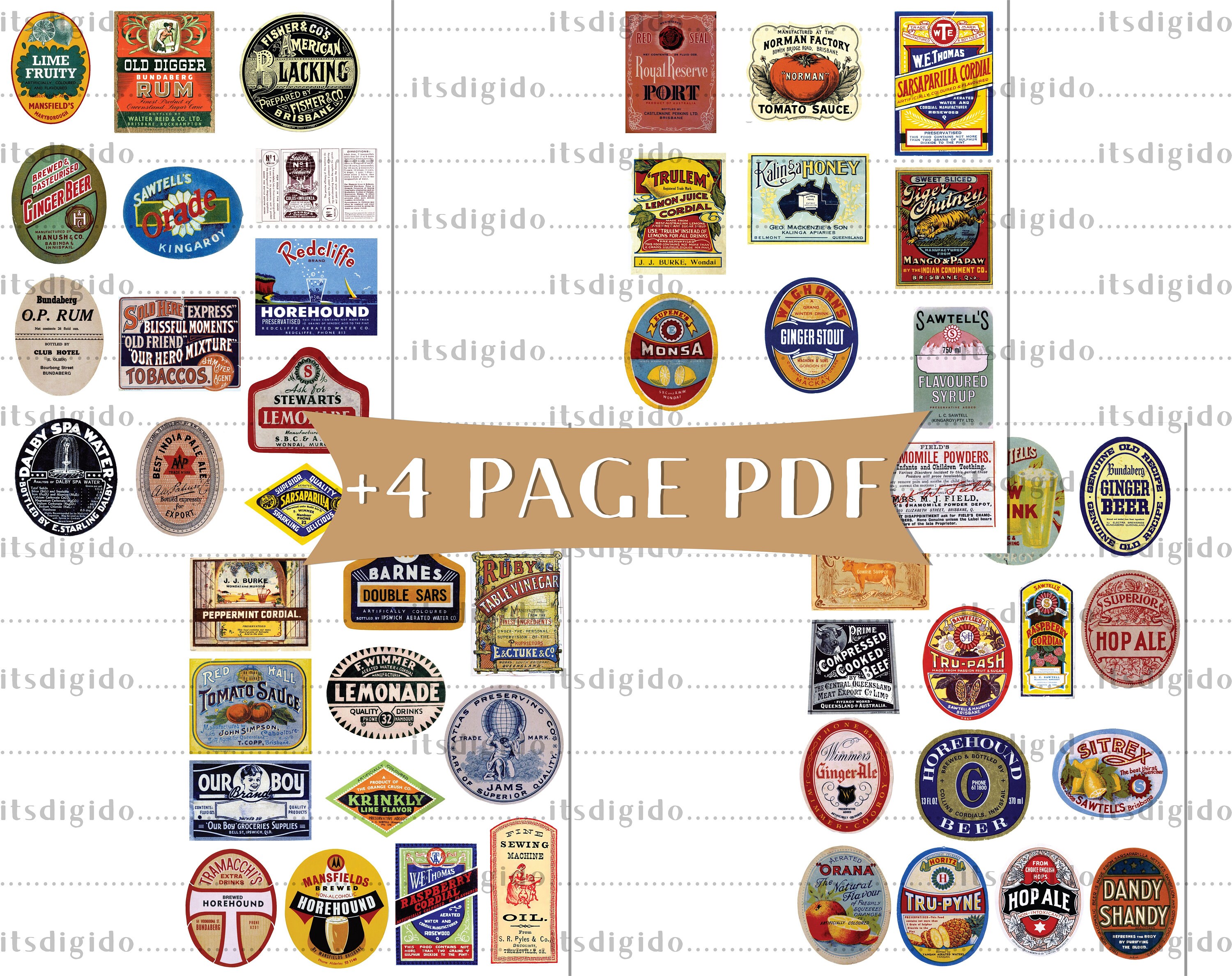 55 Vintage Labels, Box Bottle Jar Labels, Junk Journals, Scrapbooking ...