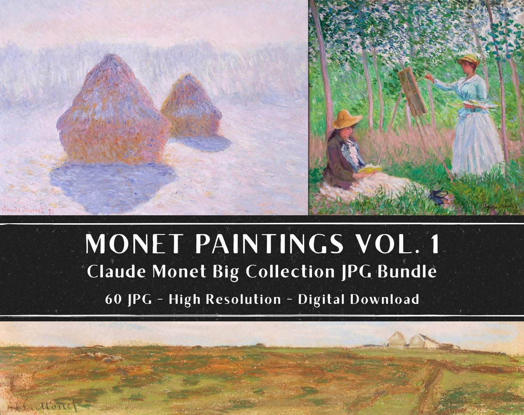 60 Claude Monet Paintings Vol. 1, Monet Paintings Bundle, Monet ...