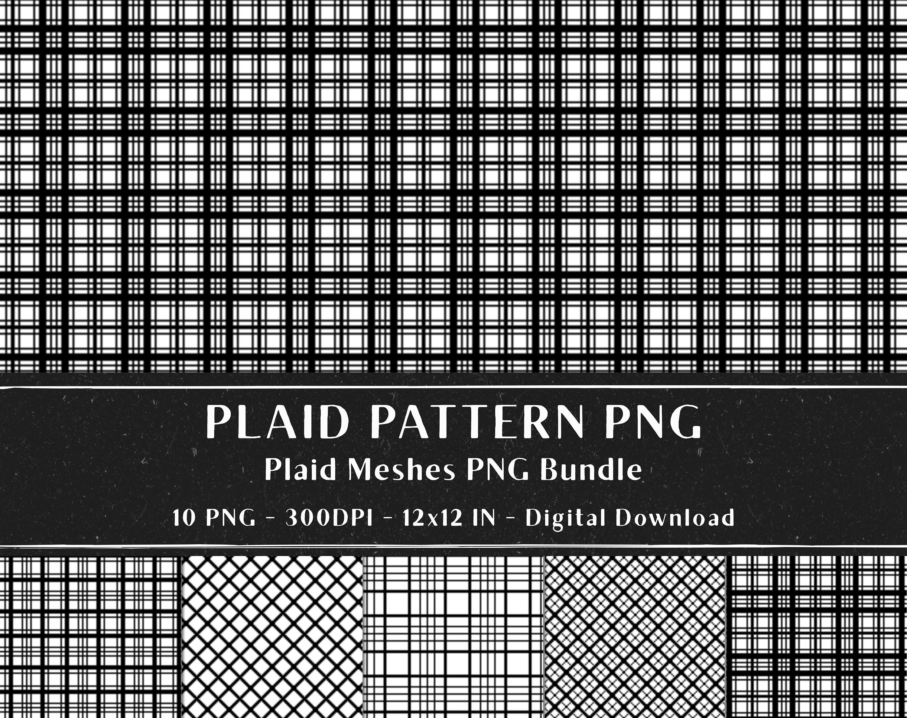 10 PNG Plaid Pattern, Black and White Plaid Meshes, Procreate Photoshop ...