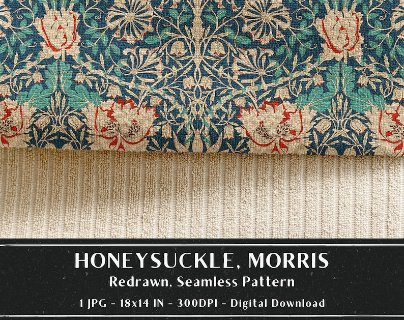 William Morris Honeysuckle Art Nouveau Pattern, Floral Pattern ...