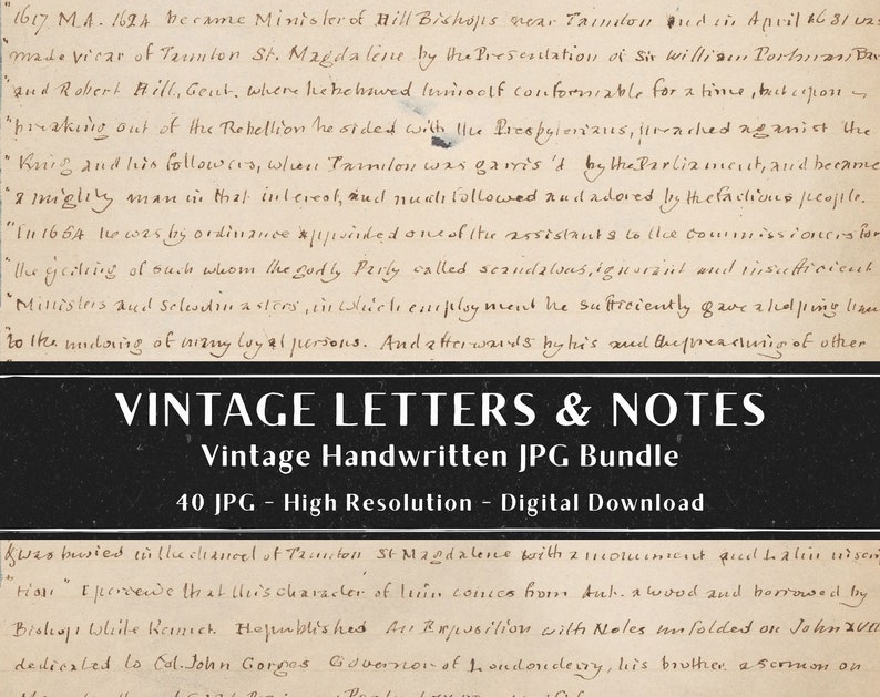 40 Vintage Handwritten Notes & Letters, Old Digital Paper Kit ...