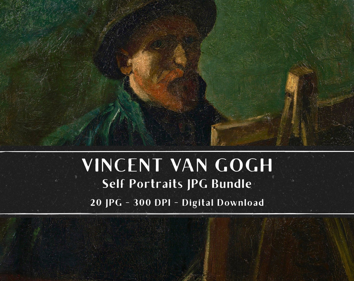 20 Vincent Van Gogh Self Portrait Bundle, 20 Vintage Images, Digital ...