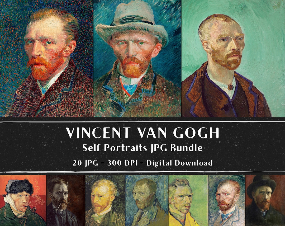 20 Vincent Van Gogh Self Portrait Bundle, 20 Vintage Images, Digital ...