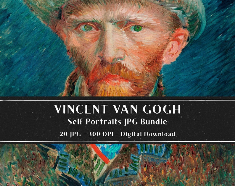 20 Vincent Van Gogh Self Portrait Bundle, 20 Vintage Images, Digital ...
