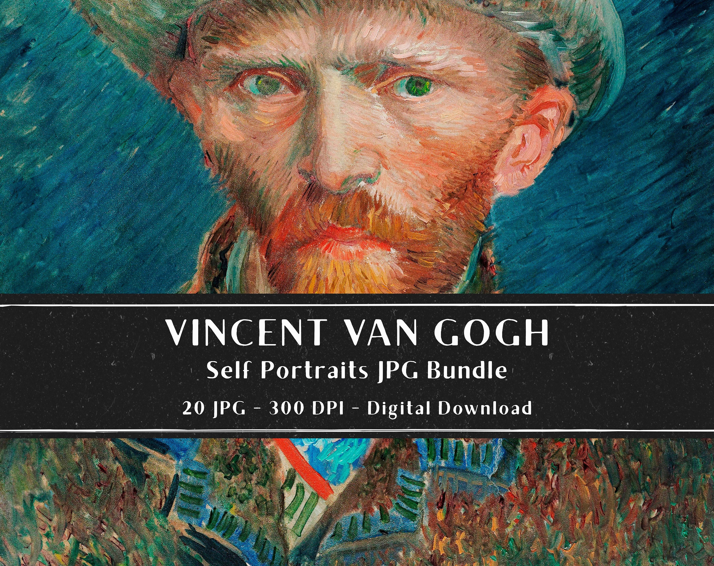 20 Vincent Van Gogh Self Portrait Bundle, 20 Vintage Images, Digital ...