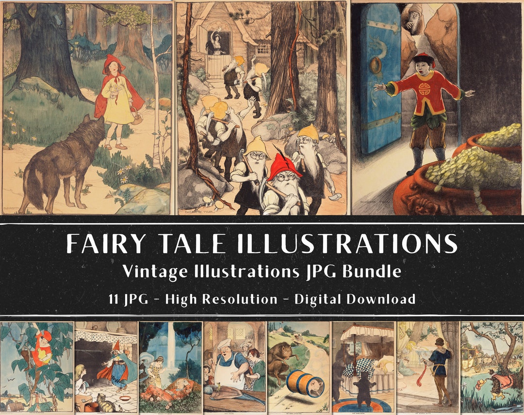 11 Vintage Fairy Tale Illustrations, Vintage Image, Digital Paper ...