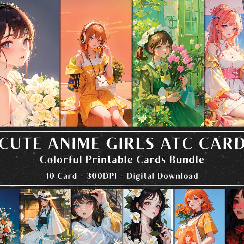 Anime Girl Cards - Etsy
