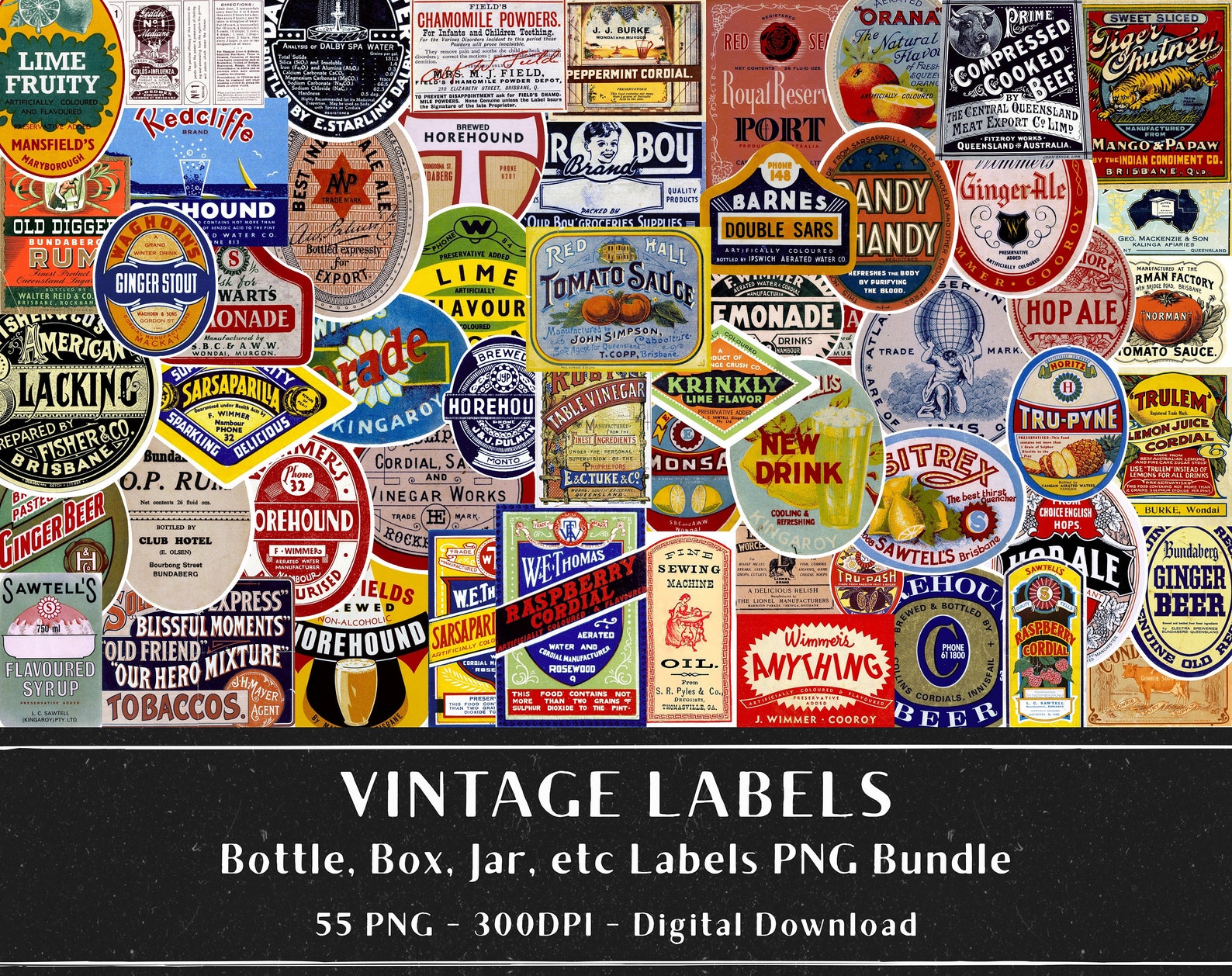 55 Vintage Labels, Box Bottle Jar Labels, Junk Journals, Scrapbooking ...