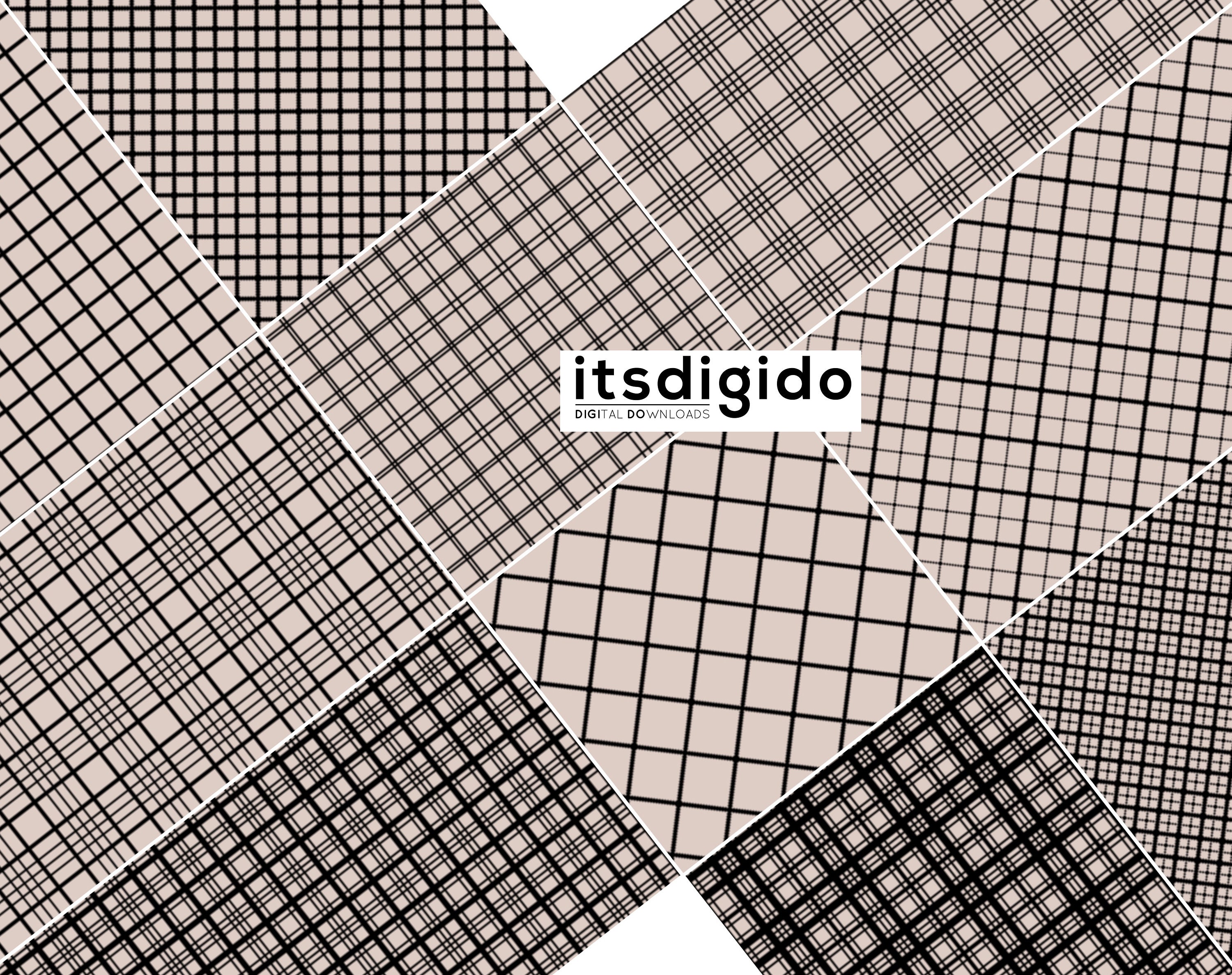 10 PNG Plaid Pattern, Black and White Plaid Meshes, Procreate Photoshop ...