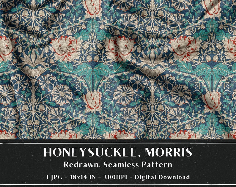 William Morris Honeysuckle Art Nouveau Pattern, Floral Pattern ...