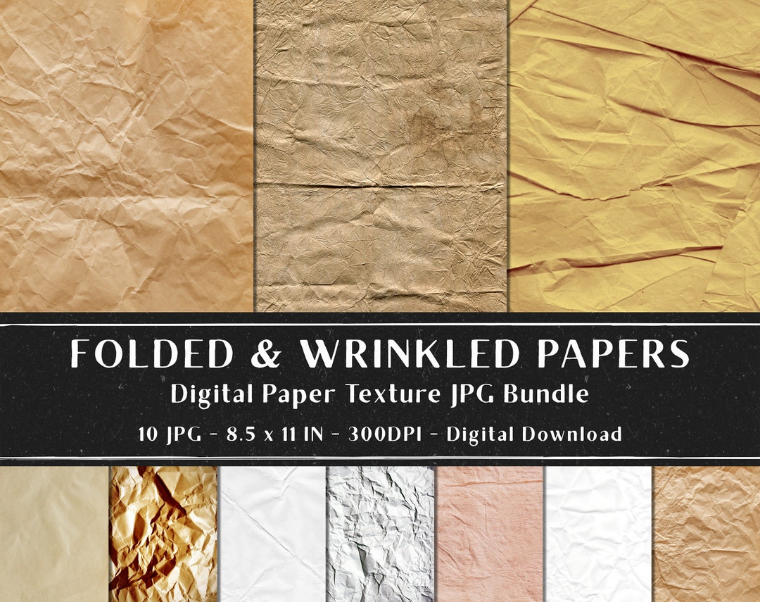 10 Folded & Wrinkled Paper Texture, Brown White Paper Pack, Procreate ...